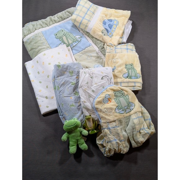 Bedding | Vtg Early 200s Kidline Leap Froggy Baby Quilt Crib Nursery ...